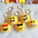 Set Of 5 Cute Emoji Keychains | Handmade Felt Keychains - chamakstore.com