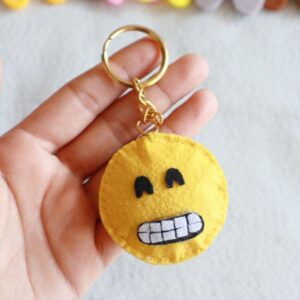 Set Of 5 Cute Emoji Keychains | Handmade Felt Keychains - chamakstore.com